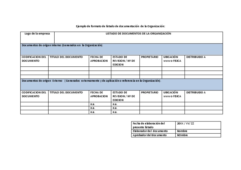 Formato 01 - Listado de Control de Documentacion | PDF