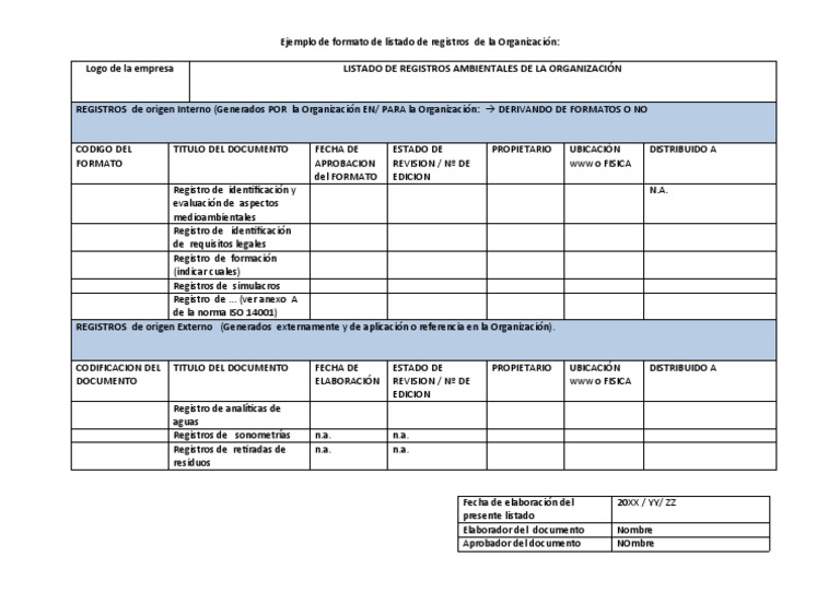 Formato 02 - Listado de Control de Registros | PDF