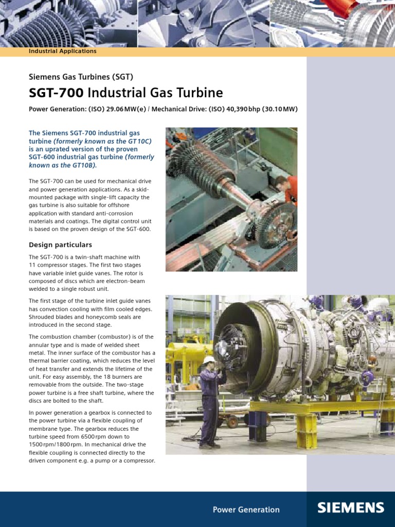 SGT-700 Industrial Gas Turbine | PDF | Turbine | Gas Turbine