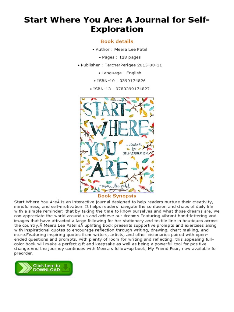 Start Where You Are A Journal For Self Exploration PDF | PDF
