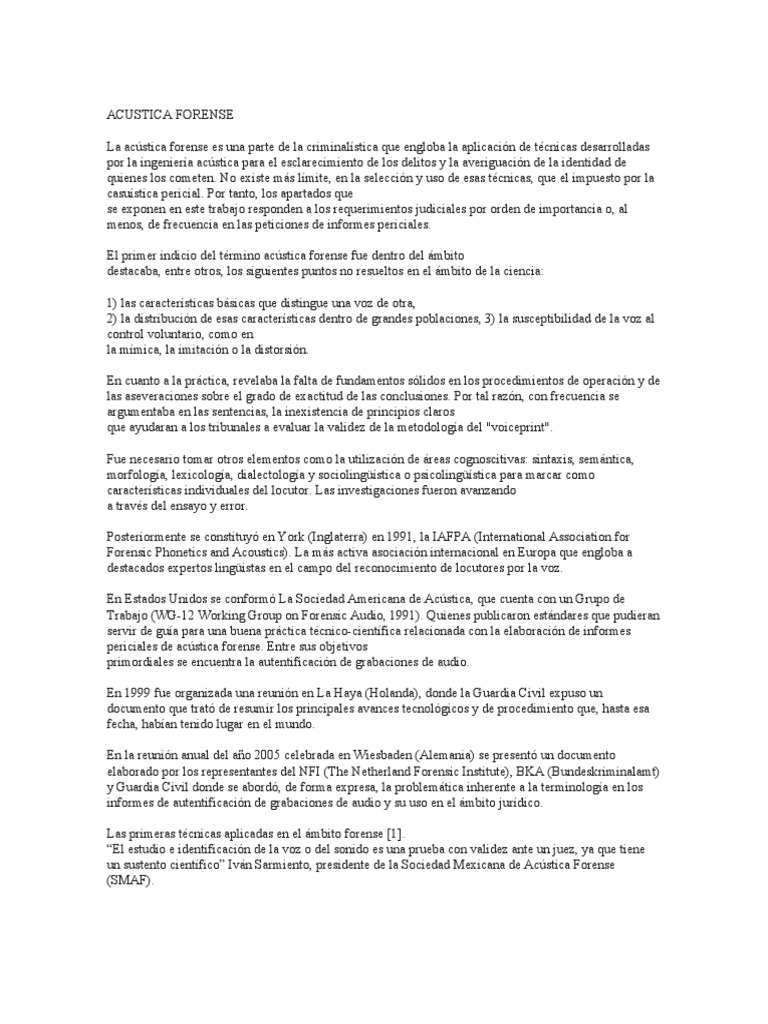 Acústica Forense en la Criminalística | PDF | Ciencia cognitiva | Idiomas