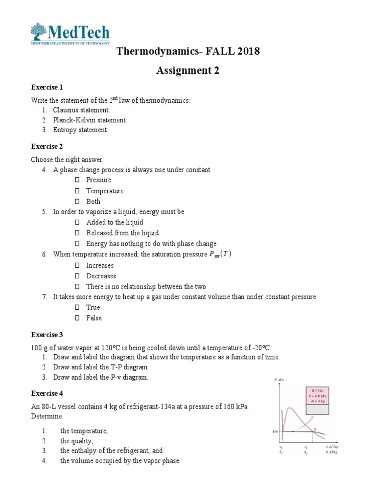 Thermodynamics - Assignment 2 | PDF | Temperature | Phase (Matter)