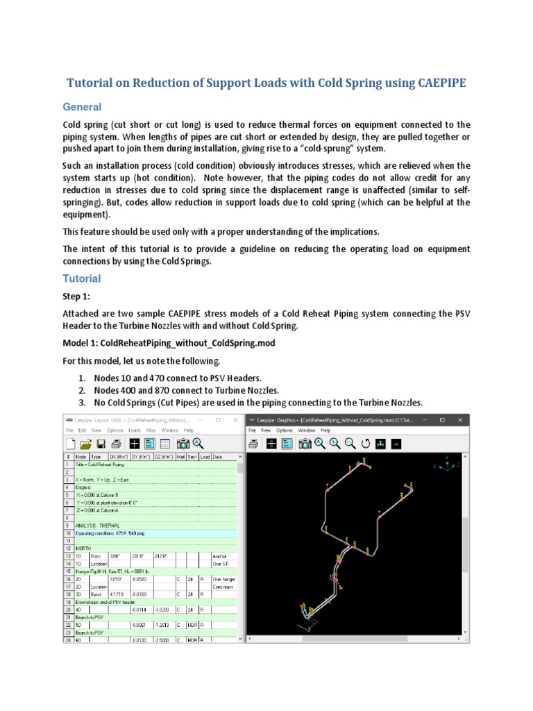 Tutorial On Reduction of Support Loads With Cold Spring Using CAEPIPE ...