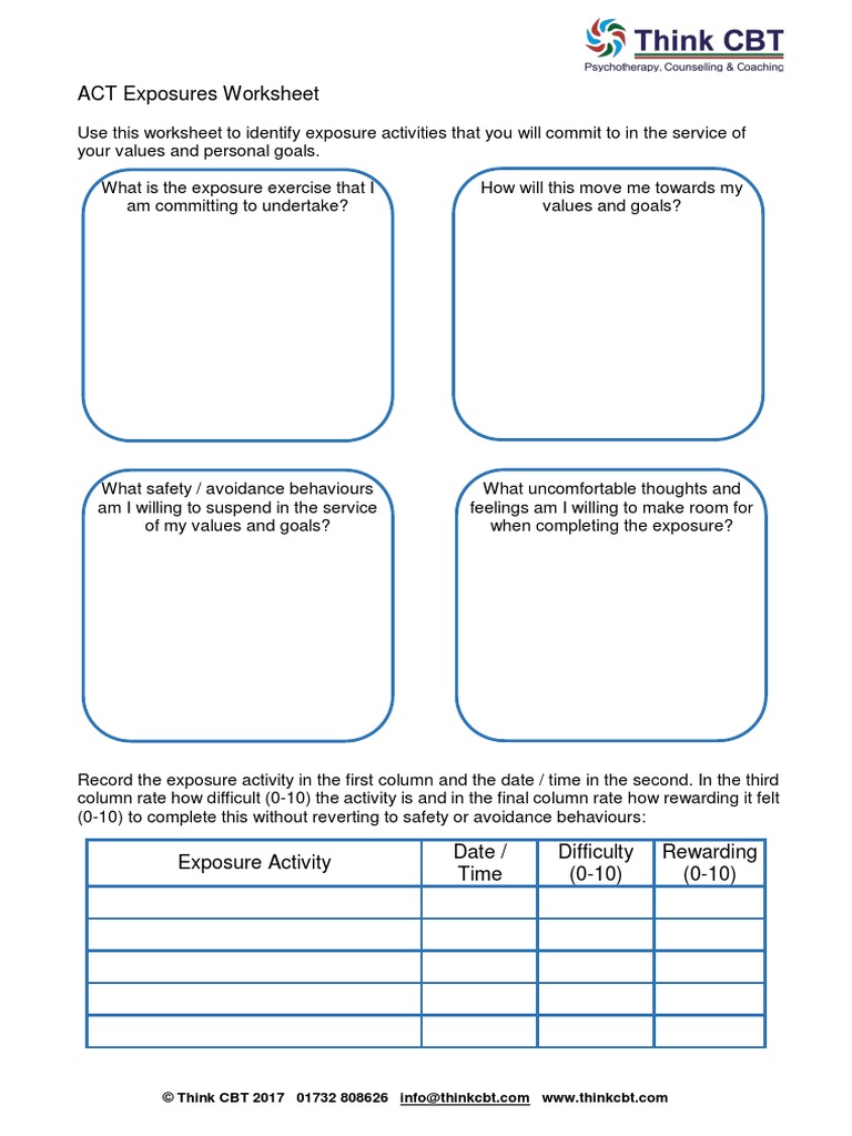Act Exposures Worksheet Think CBT V 27.11.17 | PDF