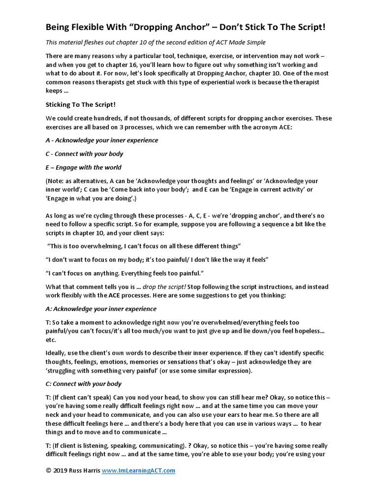 Being Flexible With Dropping Anchor - Don't Stick To The Script - Russ ...