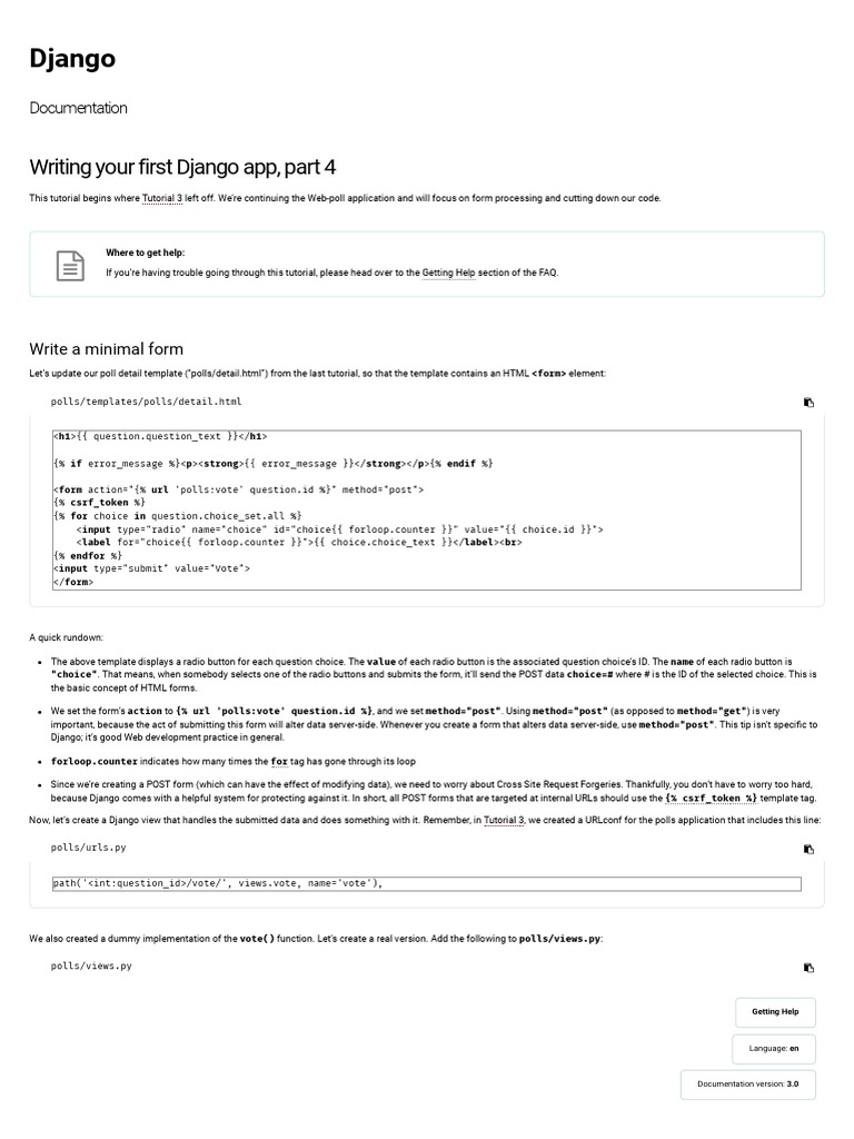 Django Writing Your First Django App Part 4 Pdf Computer Programming Software Engineering