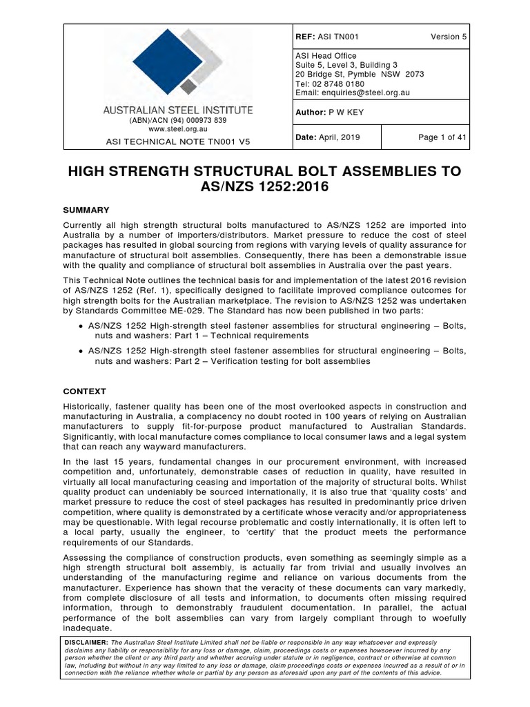 Tech Notes On Bolts PDF | PDF | Screw | Nut (Hardware)