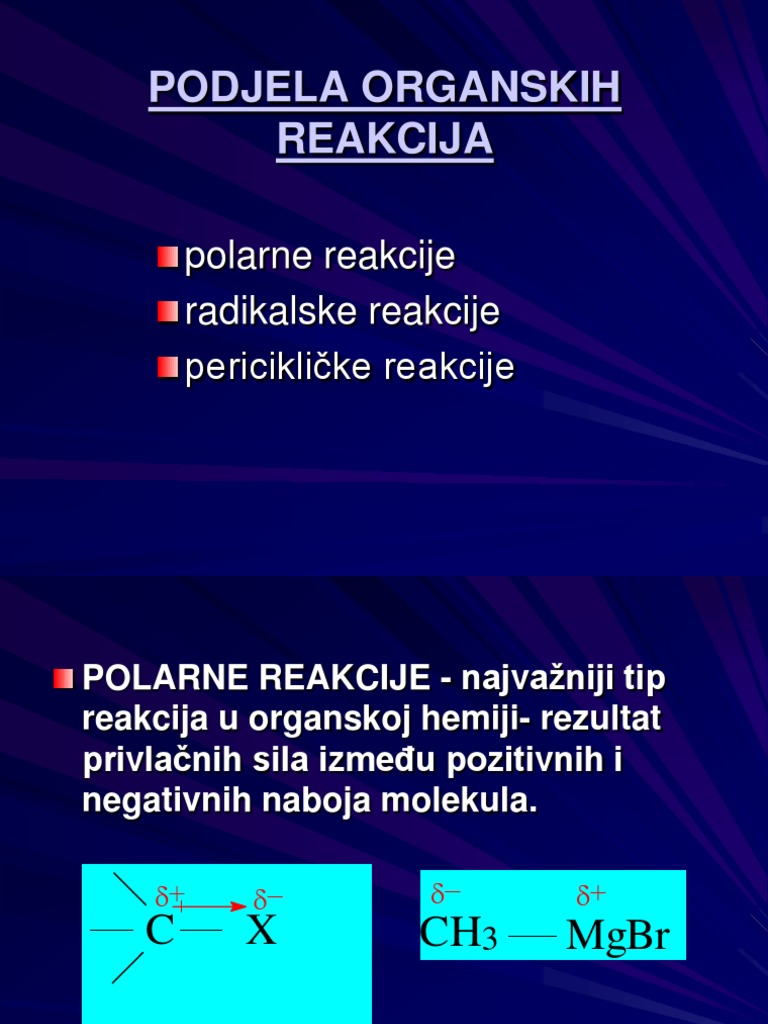 4 - Podjela Organskih Reakcija | PDF