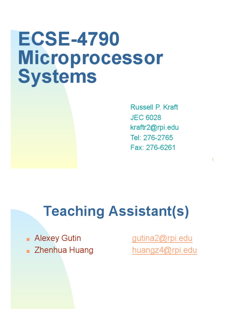 An Overview of the ECSE-4790 Microprocessor Systems Course | PDF | Microcontroller | Microprocessor