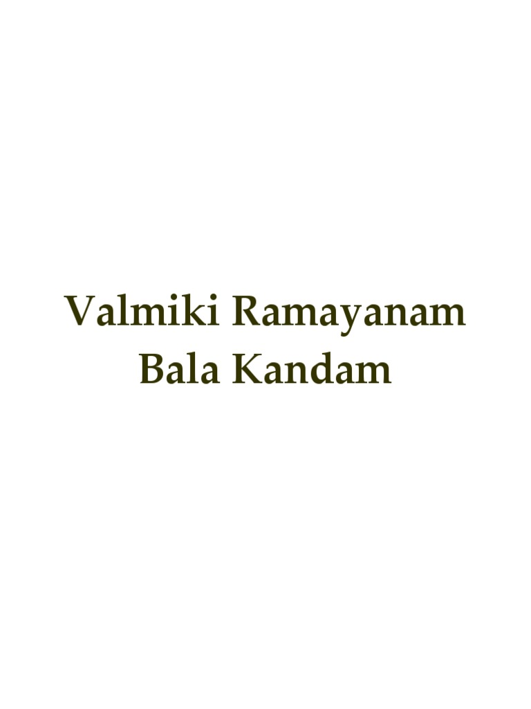 Valmiki Ramayana: Bala Kandam Overview | PDF | Ramayana | Rama
