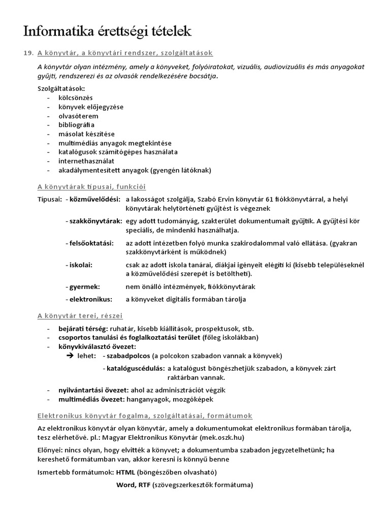 Informatika Érettségi | PDF