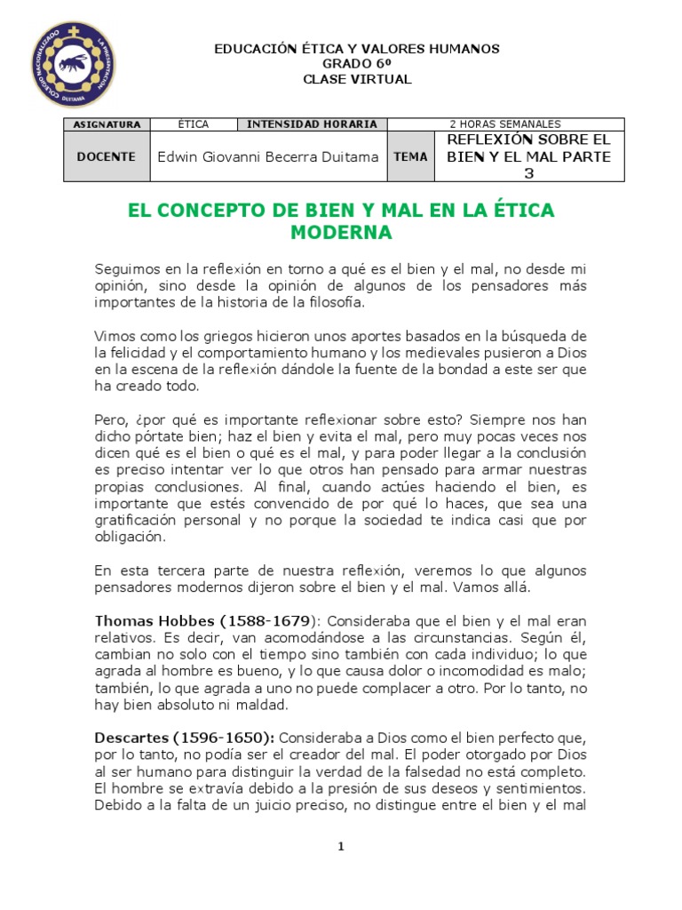 Ética: Reflexión sobre Bien y Mal | PDF | Mal | John Locke