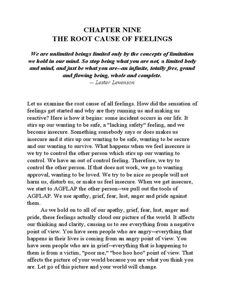 The Root Cause of Feelings | PDF | Feeling | Anger