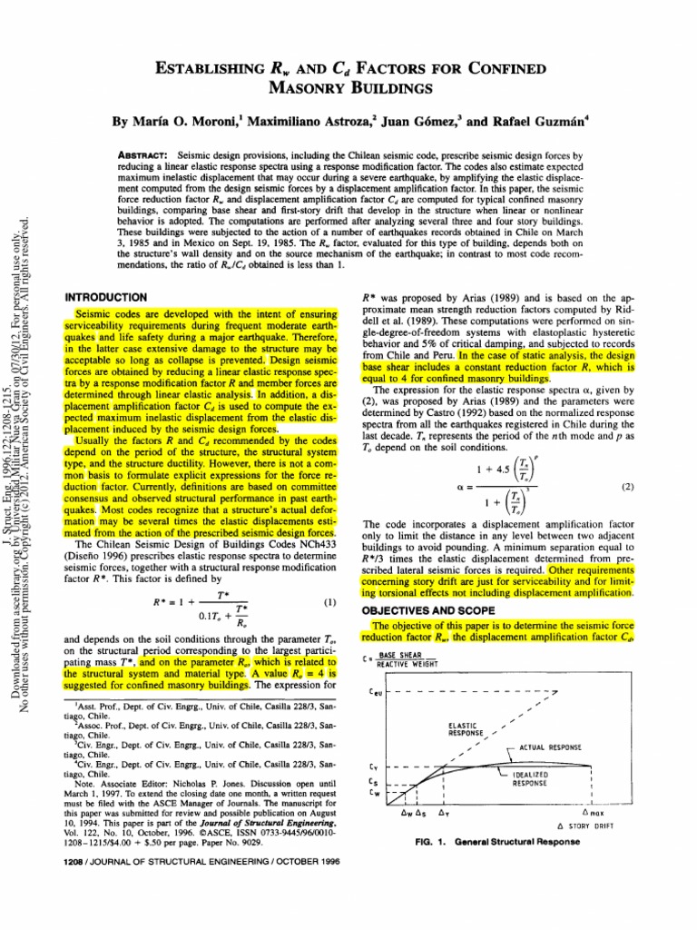 R C Factors Confined Masonry Buildings | PDF | Earthquakes | Solid ...