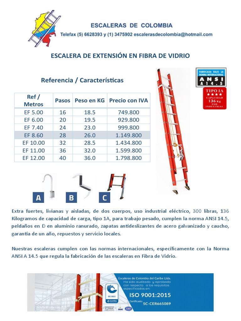 Ficha Tecnica Escalera en Fibra de Vidrio | PDF
