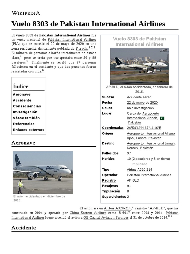 Vuelo 8303 de Pakistan International Airlines | PDF | Aeroespacial ...