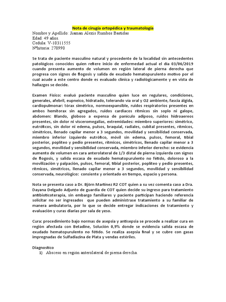 Nota de Cirugía Ortopédica y Traumatología | PDF | Medicina | Medicina ...