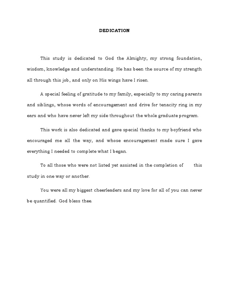 DEDICATION and ACKNOWLEDGEMENT | PDF | Graduate School | Behavior ...