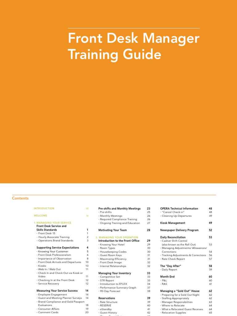 Front Desk Manager Training Guide | PDF | Hotel | Hotel And Accommodation