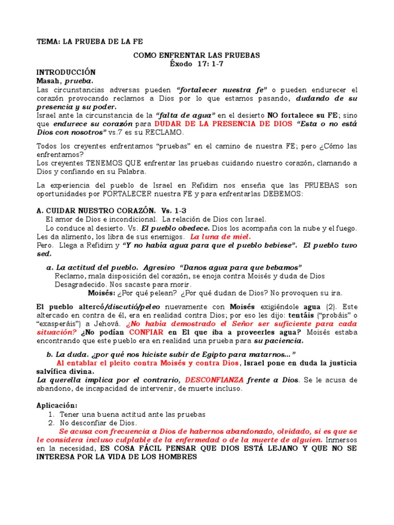 La Peña De Horeb Prueba De Fe Pdf Moisés Libro De Trabajo