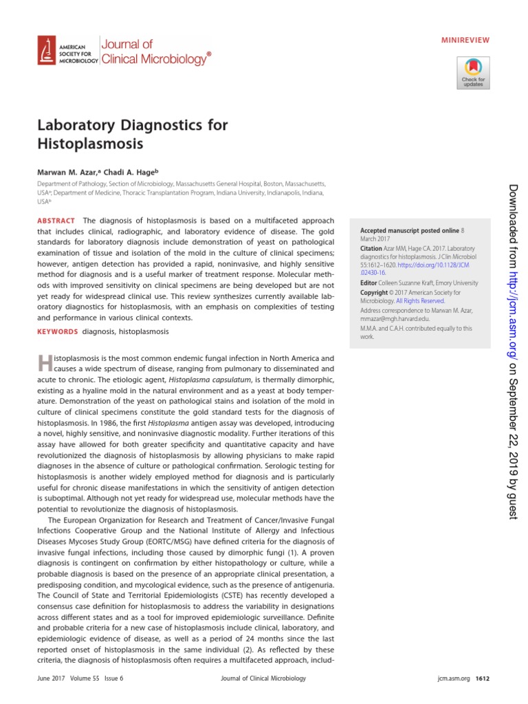 Crossm: Laboratory Diagnostics For Histoplasmosis | PDF | Infection ...