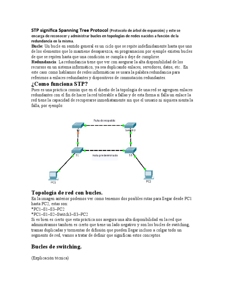 ¿Como Funciona STP?: STP Significa Spanning Tree Protocol | PDF ...