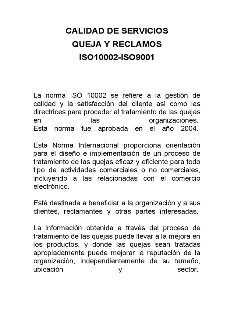Gestión Eficaz de Quejas ISO 10002 | PDF | Iso 9000 | Calidad (comercial)