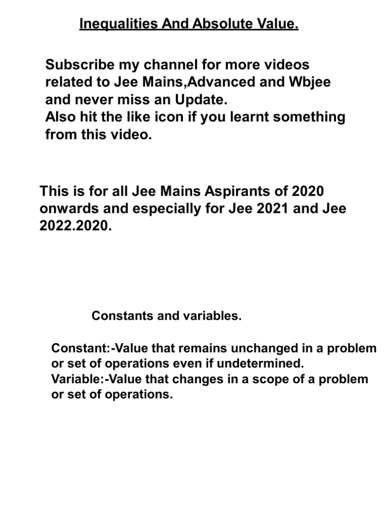 Modulus and Inequalities PDF | PDF | Function (Mathematics ...