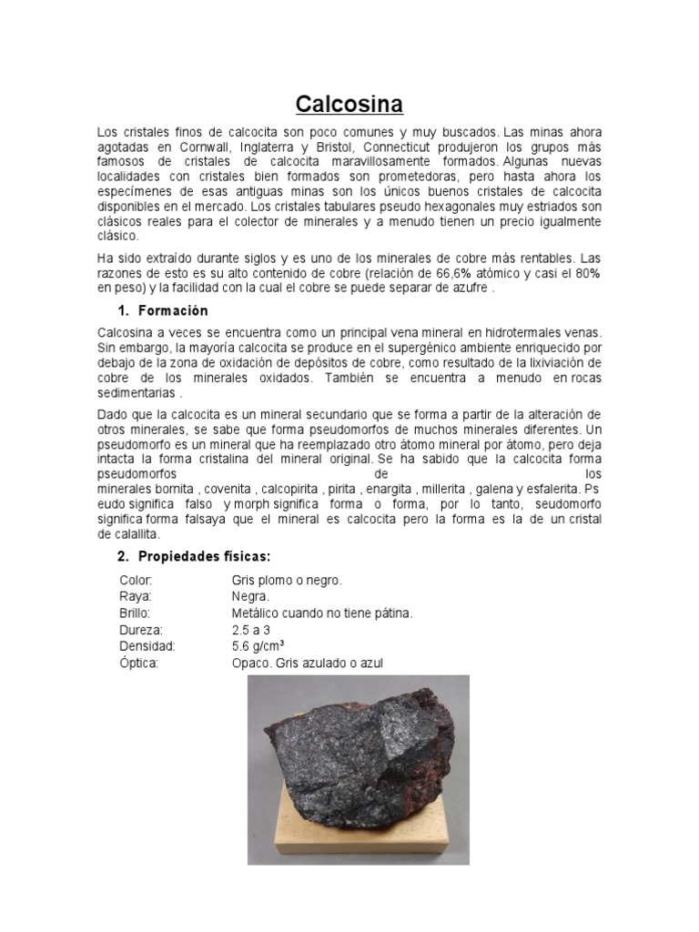 Calcosina | PDF | Minerales | Cobre