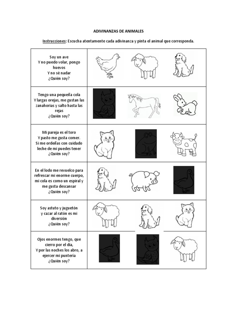Adivinanzas de Animales | PDF