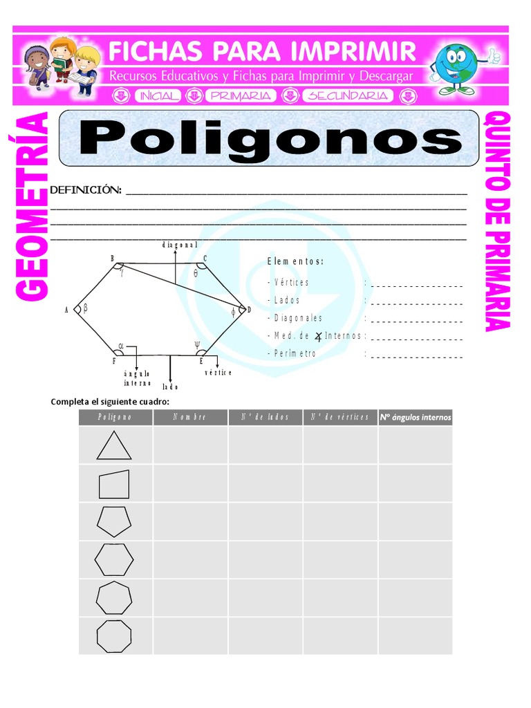 Hojas De Trabajo De Polígonos De Quinto Grado Separatas De Geometría