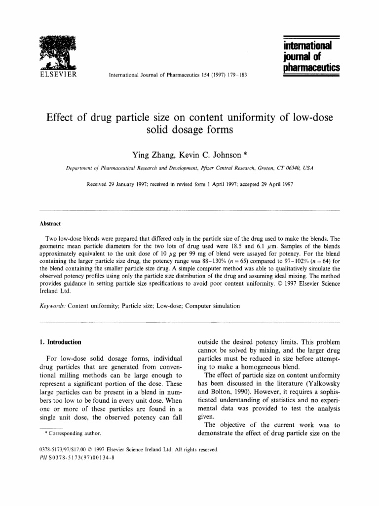 Effect of Drug Particle Size On Content Uniformity of Low-Dose Solid ...
