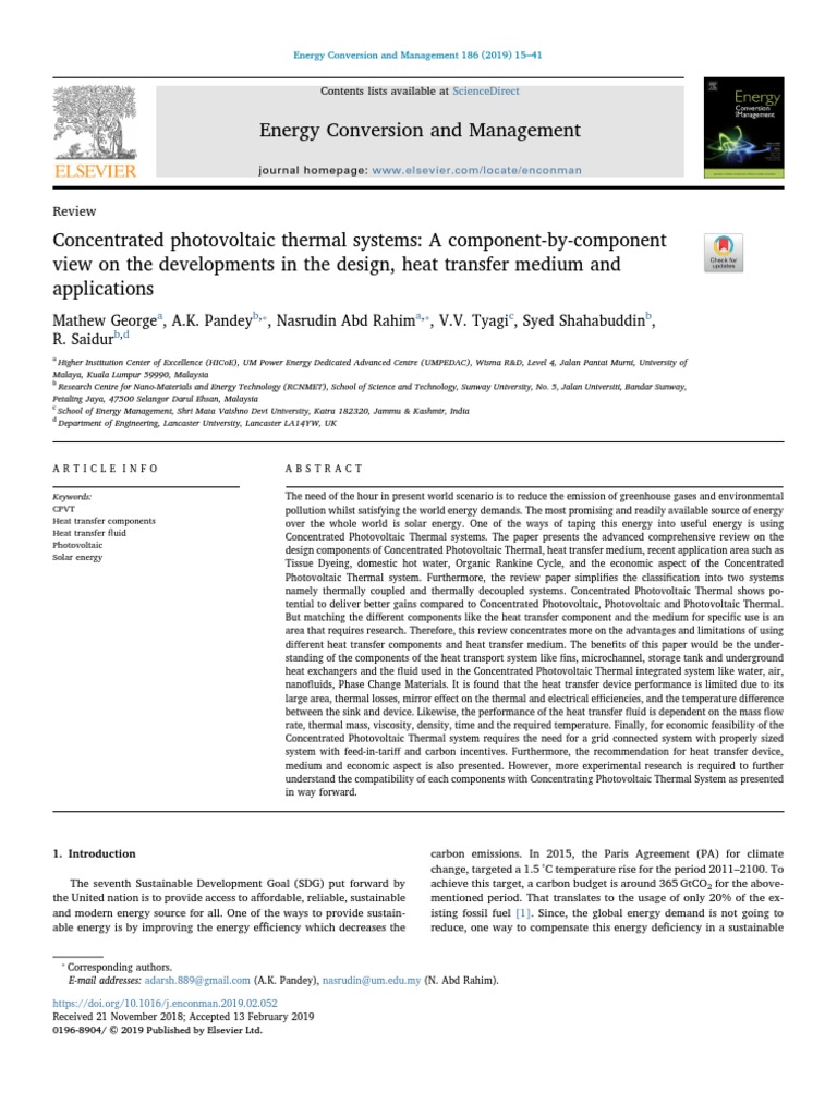 Energy Conversion and Management: Review | PDF | Photovoltaics | Heat ...