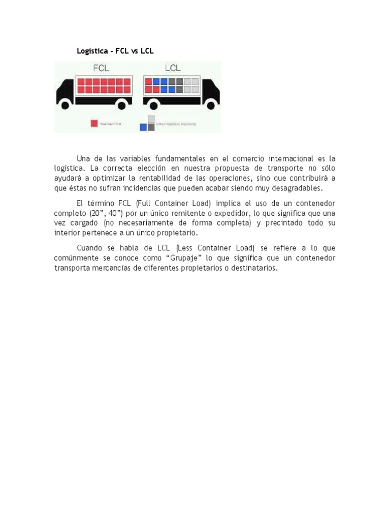 Logística - FCL Vs LCL | PDF
