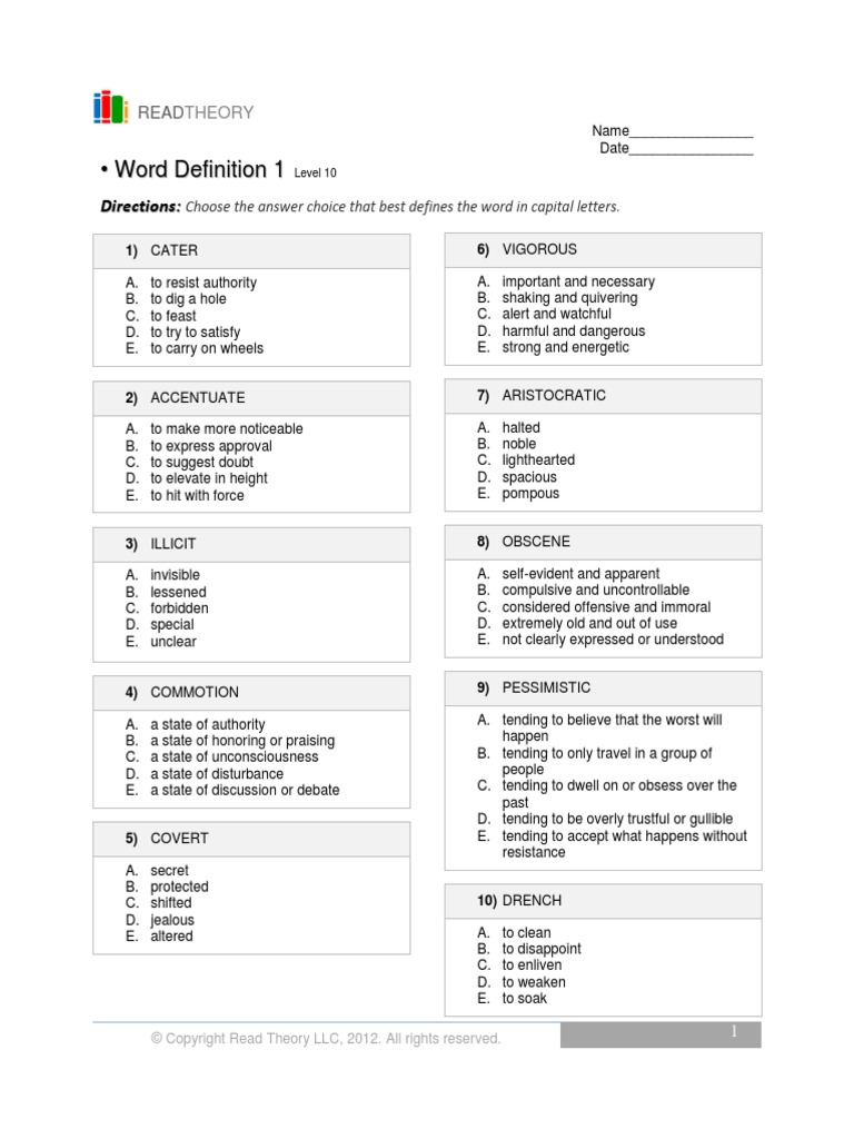 Level 10 Word Definition 1 | PDF
