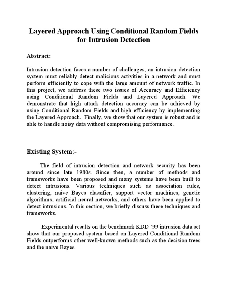 Layered Approach Using Conditional Random Fields For Intrusion ... Layered Approach Using Conditional Random Fields For Intrusion ...