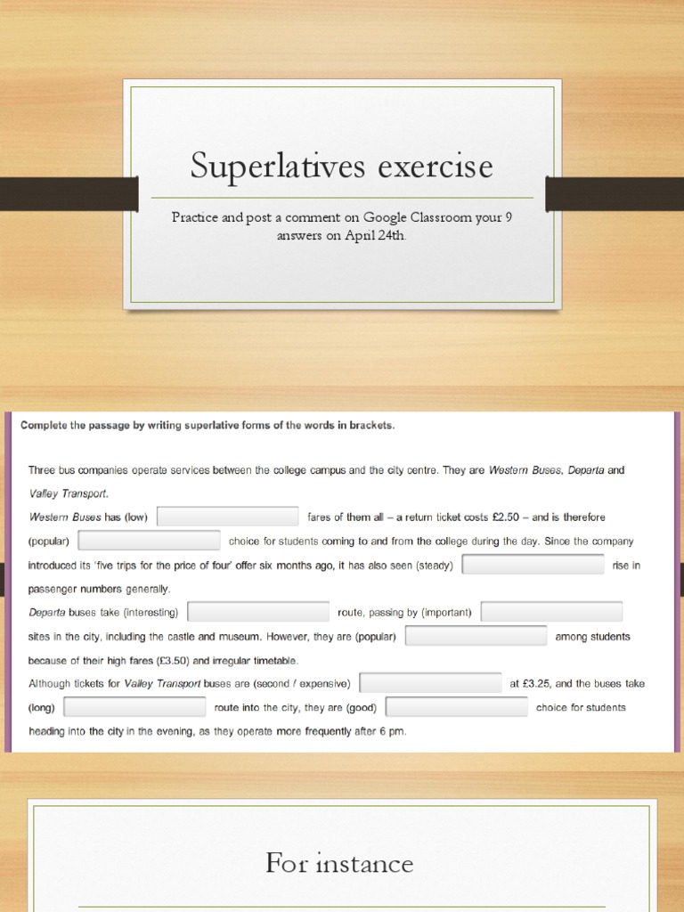 Superlatives Exercise | PDF