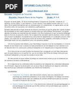 Informe Pedagógico Tercer Grado 2018 | PDF | Salón de clases | Aprendizaje