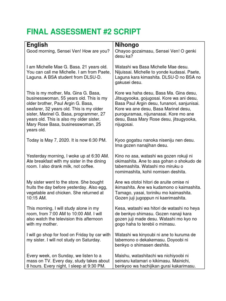 Final Assessment #2 Script PDF | PDF | Languages Of Taiwan