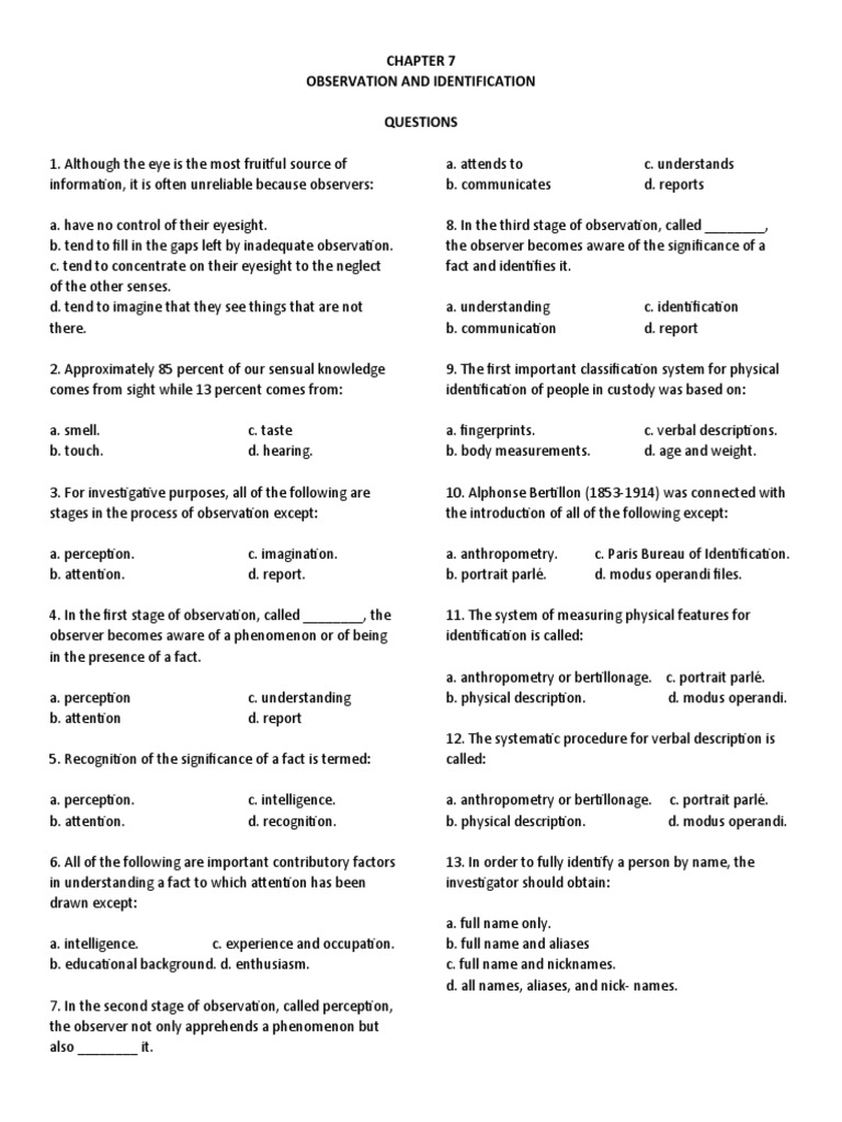 Observing and Identifying: Techniques for Effective Eyewitness ...