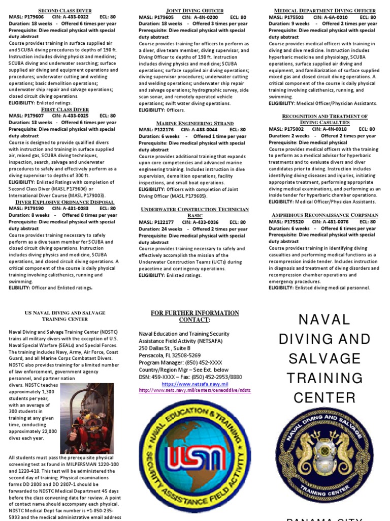 33 Naval Diving and Salvage Training Center (NDSTC) Tri-Fold PDF | PDF ...