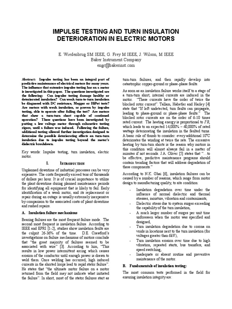 Impulse Testing and Turn Insulation Deterioration in Electric Motors ...