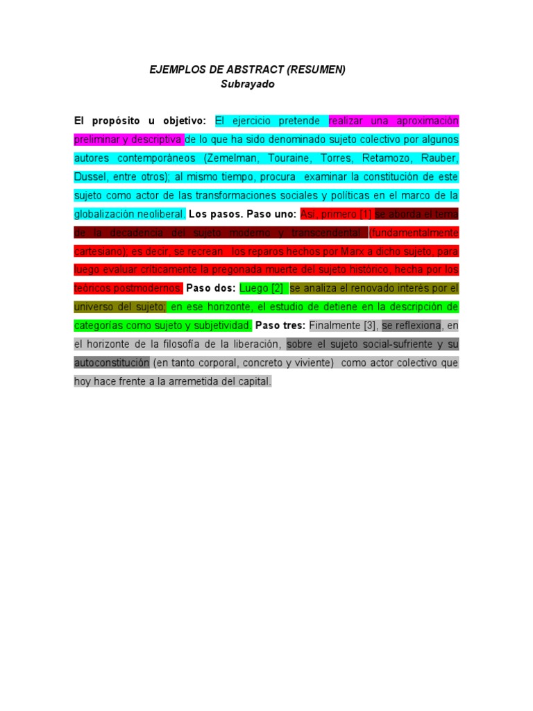 EJEMPLOS DE ABSTRACT Subrayado | PDF