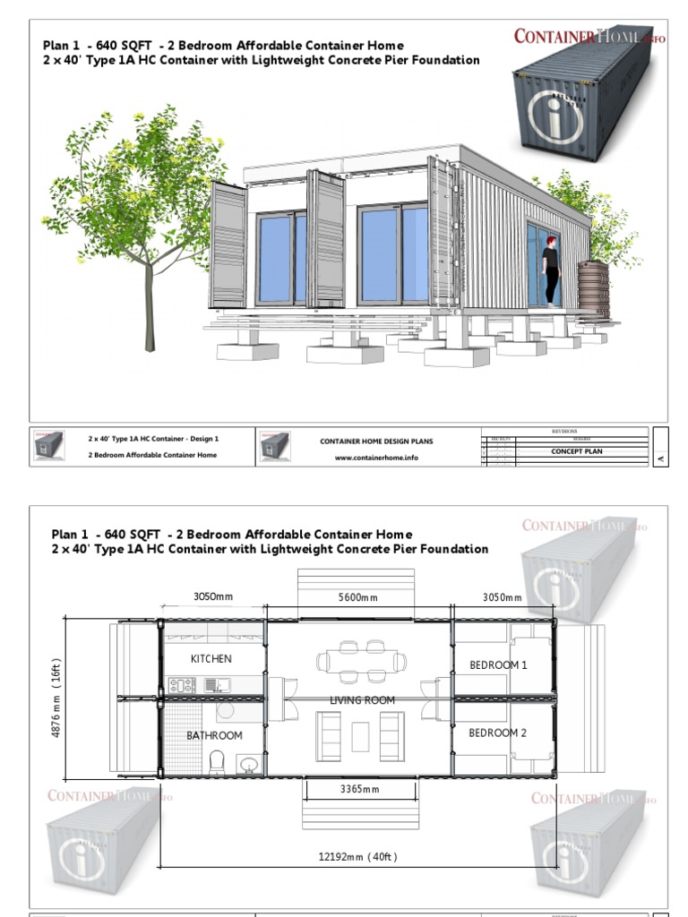 2 X 40' HC Container Plan 1 - Non Members Final | PDF | Framing ...