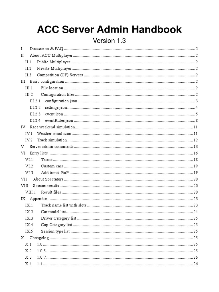 ACC Server Admin Handbook Overview | PDF | Rain | Weather