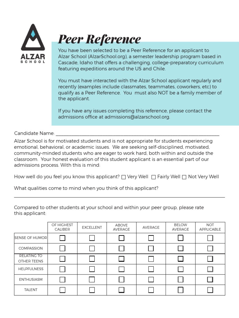 Peer Reference Form | PDF | Leadership | Applied Psychology