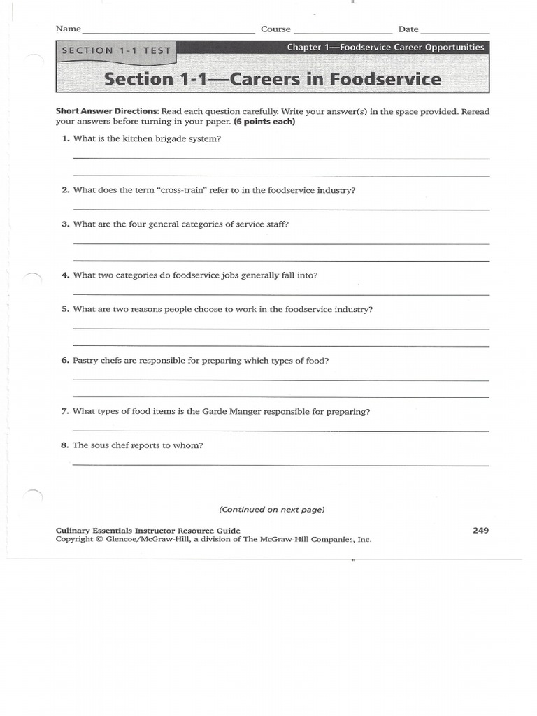 Chapter 1 Careers in Foodservice | PDF