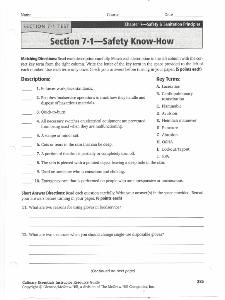 Chapter 7 Sanitation & Safety Principles | PDF