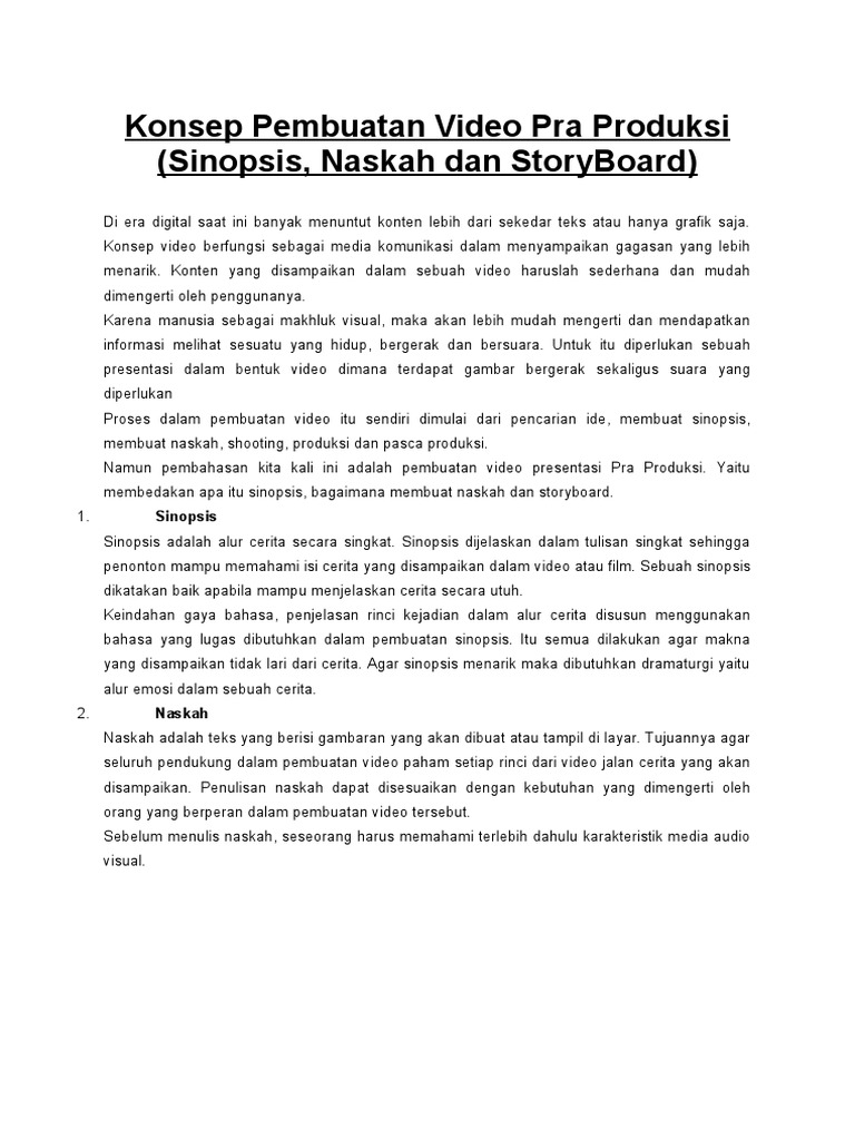 Konsep Pembuatan Video Pra Produksi | PDF | Komputer