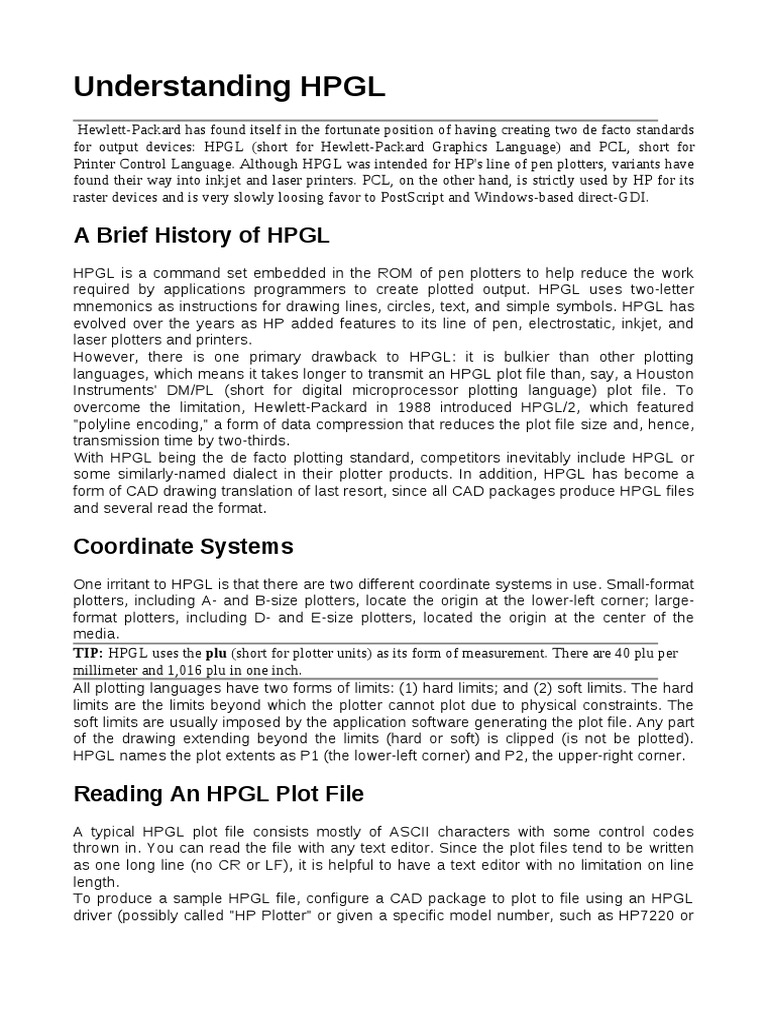 A BRIEF History of HPGL | PDF | Printer (Computing) | Media Technology